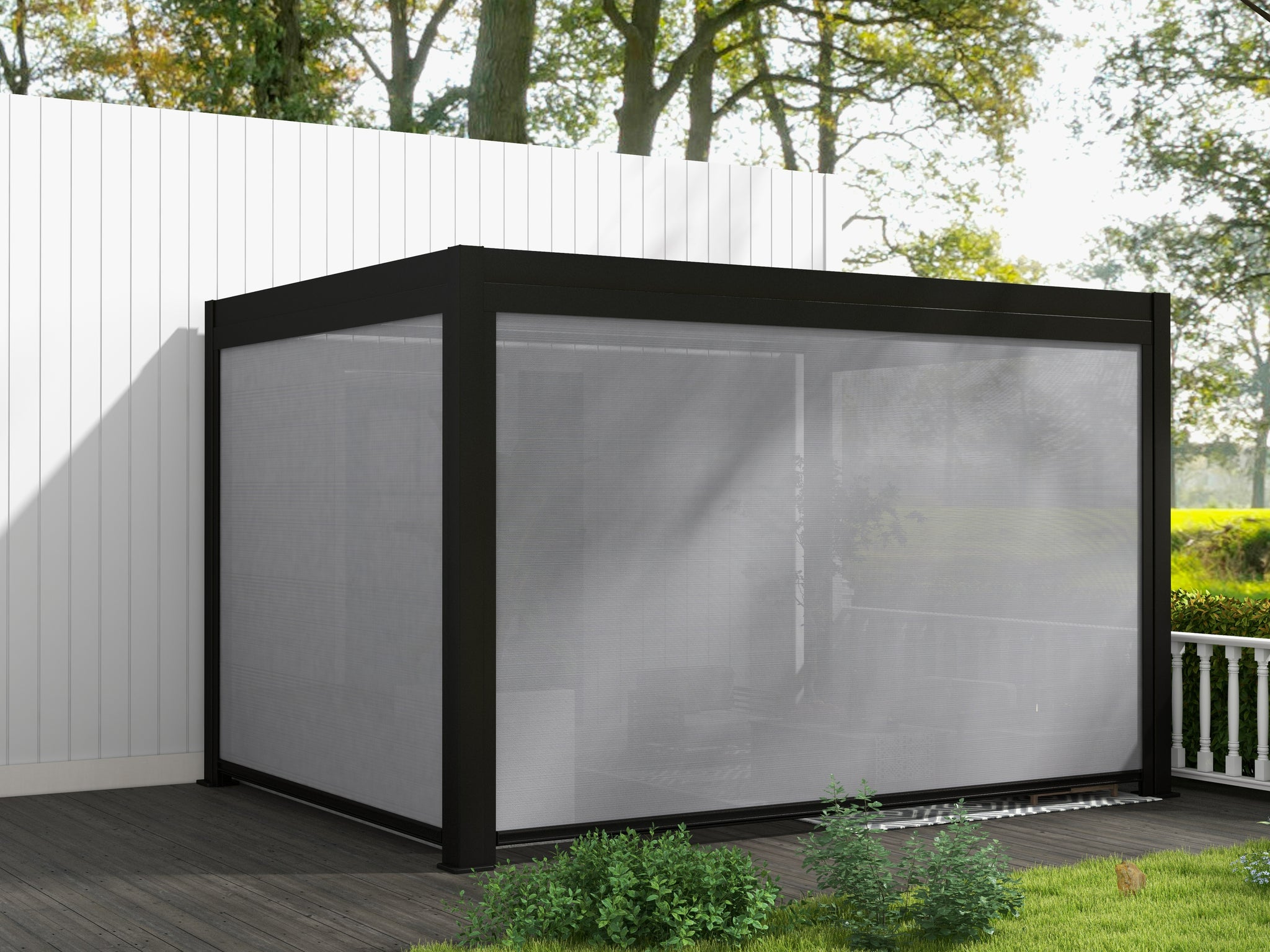 Pergola Accessories | Pull Down Screeen & Shutter Wall - Mirador ...